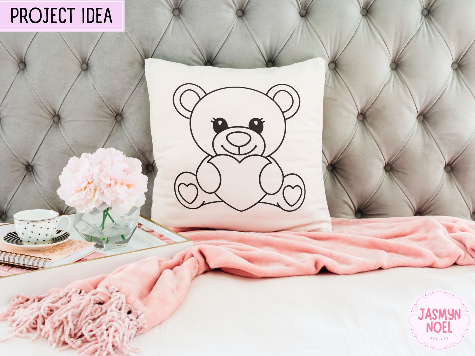 Cute Teddy Bear With A Heart Outline & Line Art SVG, Sublimation PNG ...