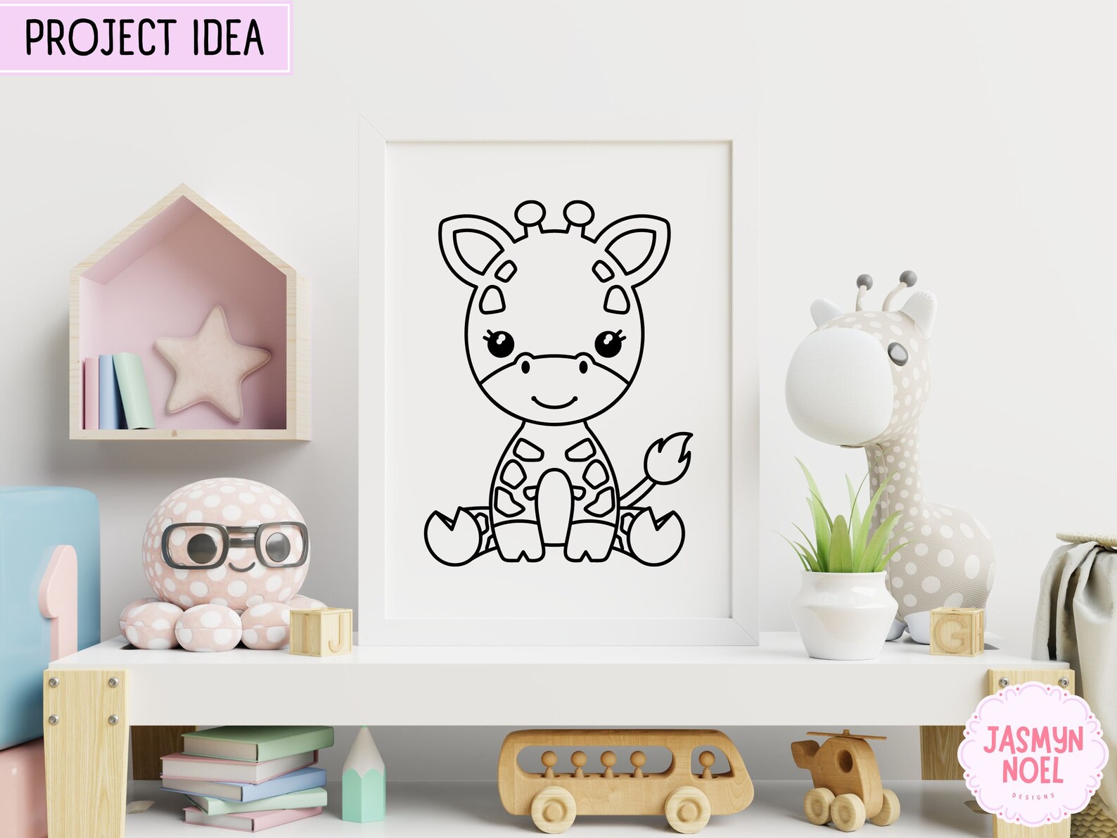 Cute Baby Giraffe Outline Clipart PNG SVG Cut File Jungle Safari Zoo ...