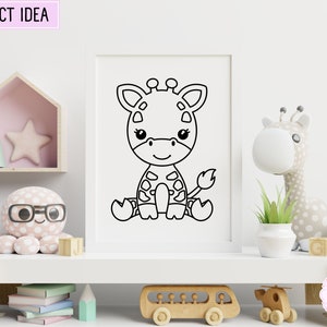 Cute Baby Giraffe Outline Clipart PNG SVG Cut File - Jungle Safari Zoo ...