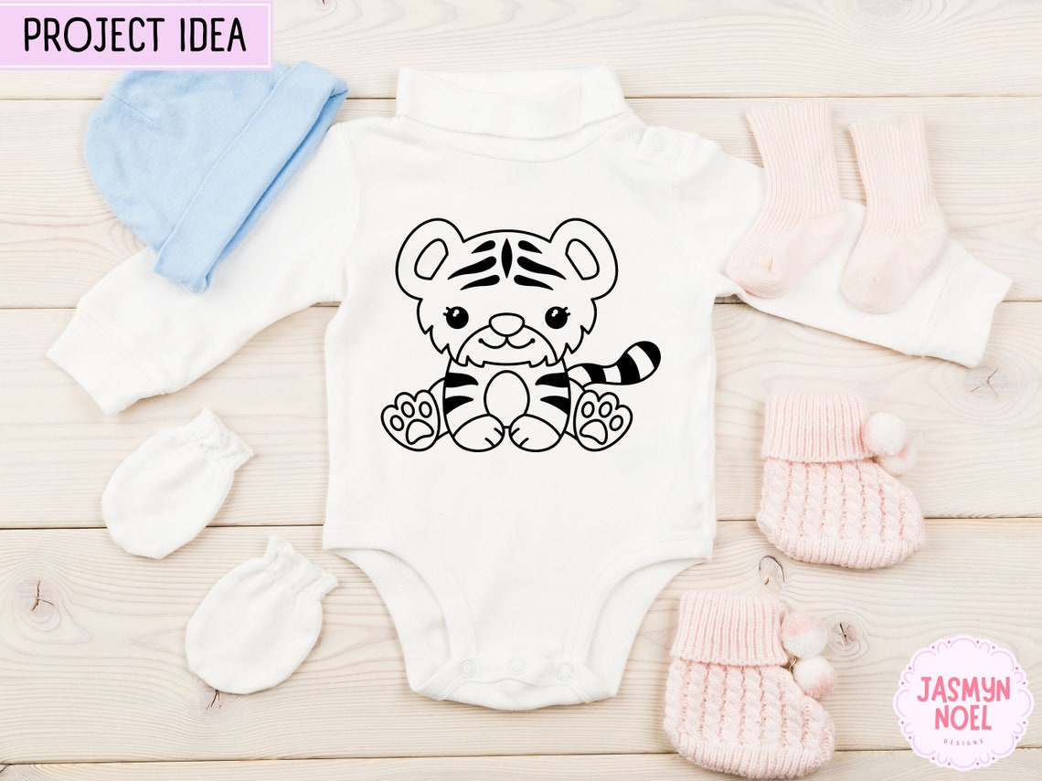 Cute Tiger Cub Outline Clipart, PNG, & SVG Cut File Safari Illustration ...
