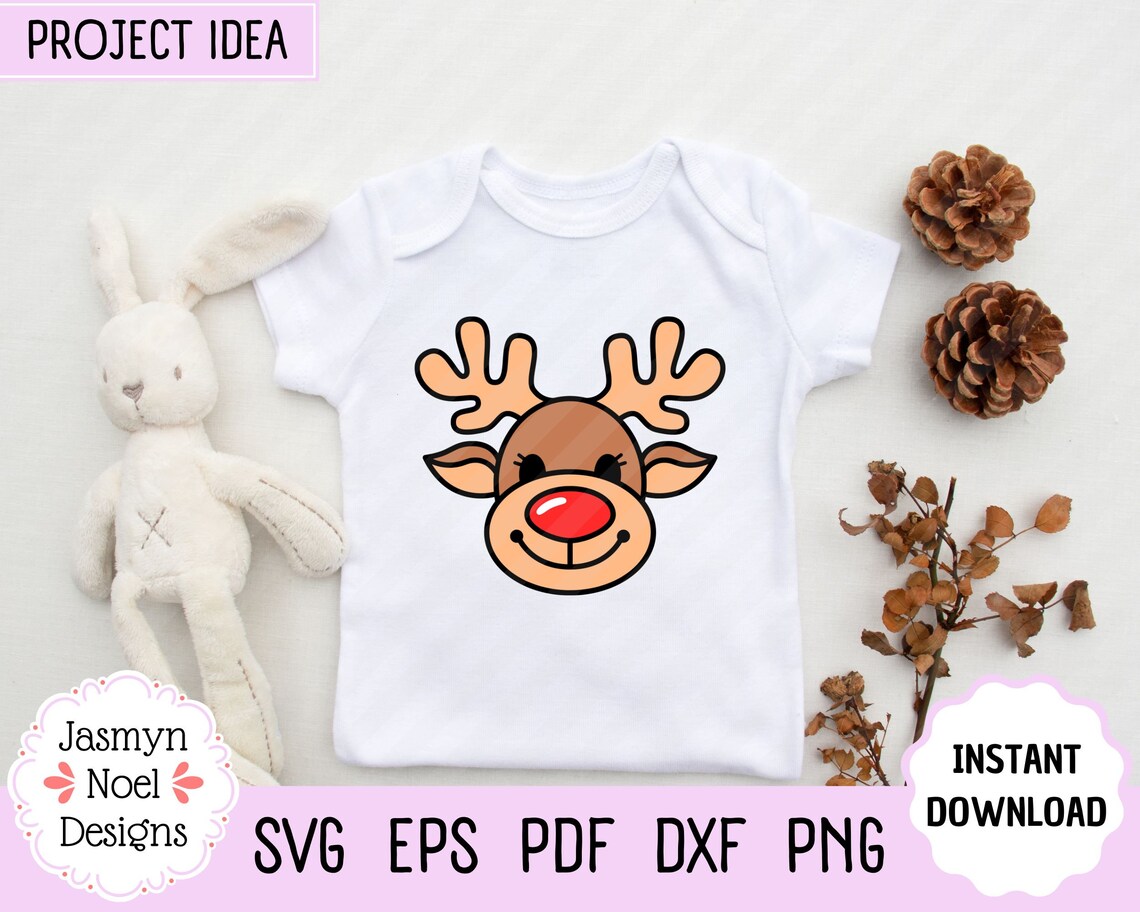 Cute Christmas Reindeer Clipart PNG & SVG Cut File - Etsy