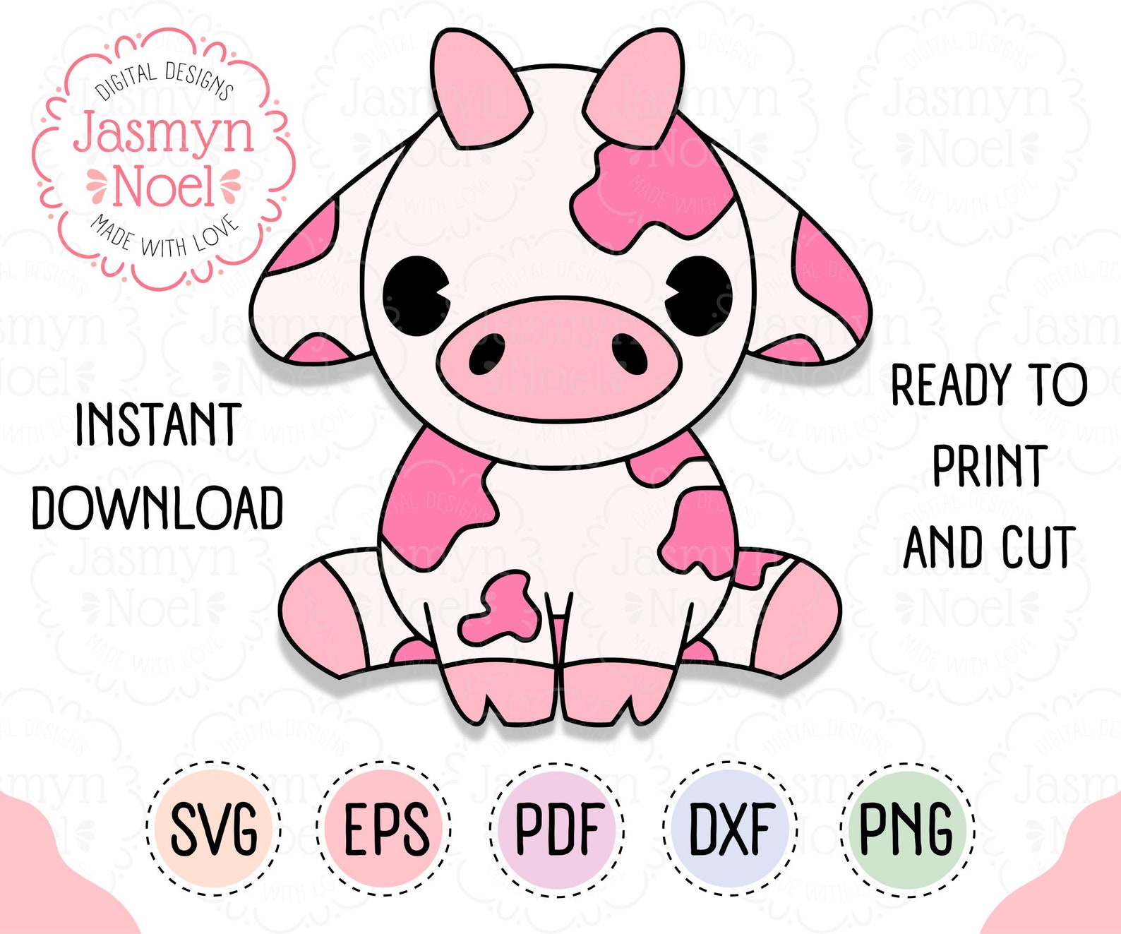 Strawberry Cow SVG Pink Cow Clipart Cute Cow PNG Baby - Etsy