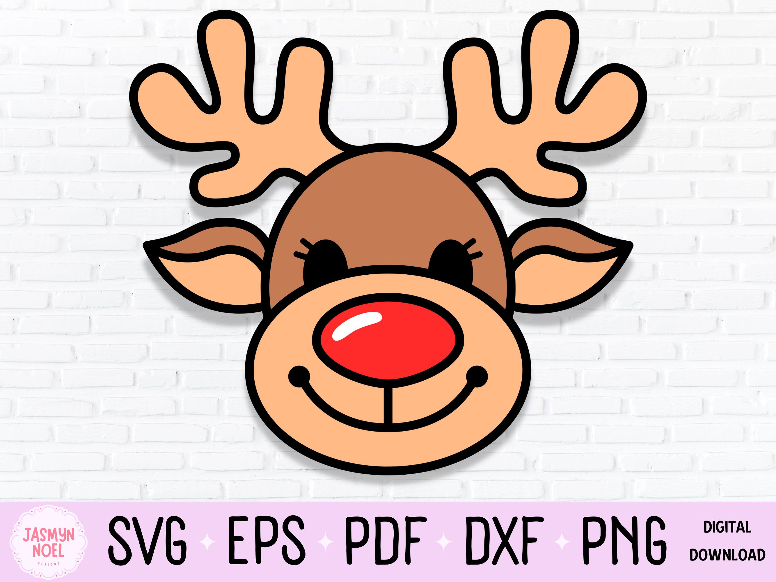 Cute Christmas Reindeer Clipart, PNG, & SVG Cut File - Etsy