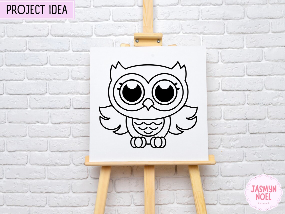 Cute Woodland Owl Line Art, Baby Night Owl Outline SVG, Clipart, PNG ...
