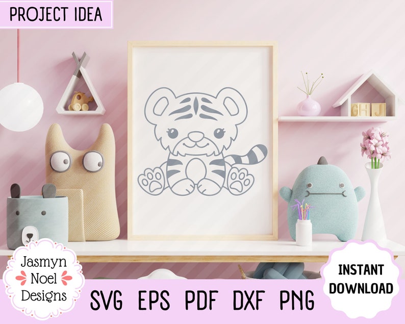 Cute Tiger Cub Outline Clipart PNG & SVG Cut File Safari - Etsy