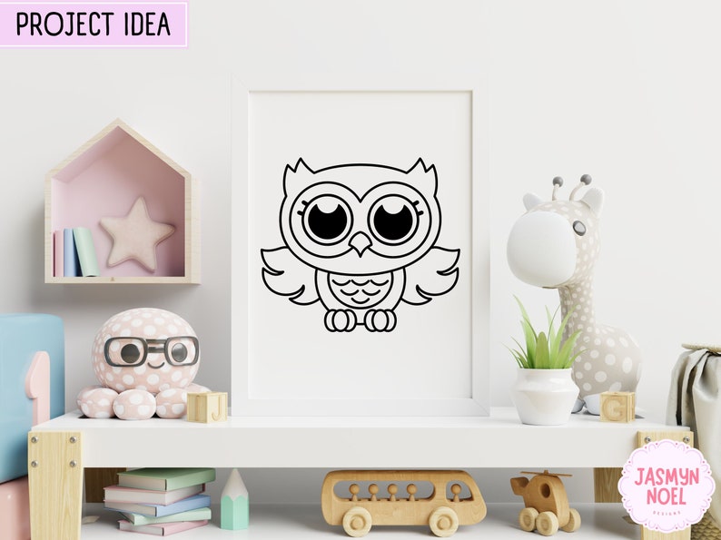 Cute Woodland Owl Line Art, Baby Night Owl Outline SVG, Clipart, PNG ...