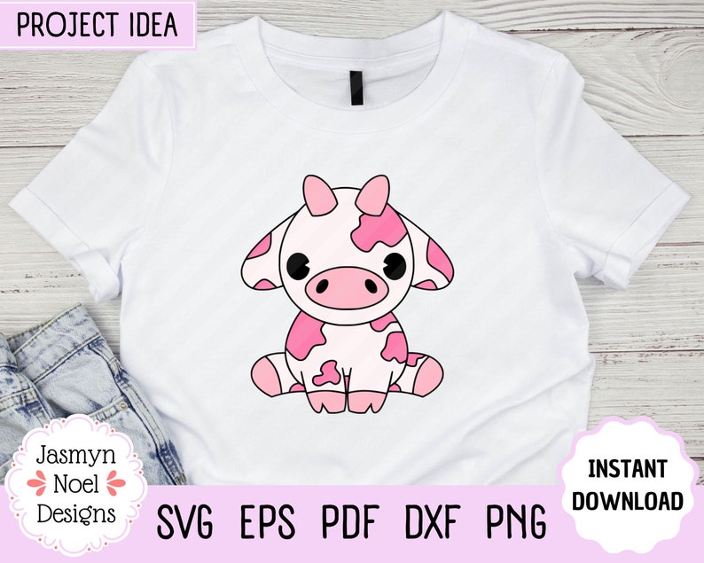 Strawberry Cow SVG Pink Cow Clipart Cute Cow PNG Baby - Etsy