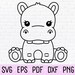 Hippo Hippopotamus Outline Line Art SVG Laser Cut File PNG Printable ...