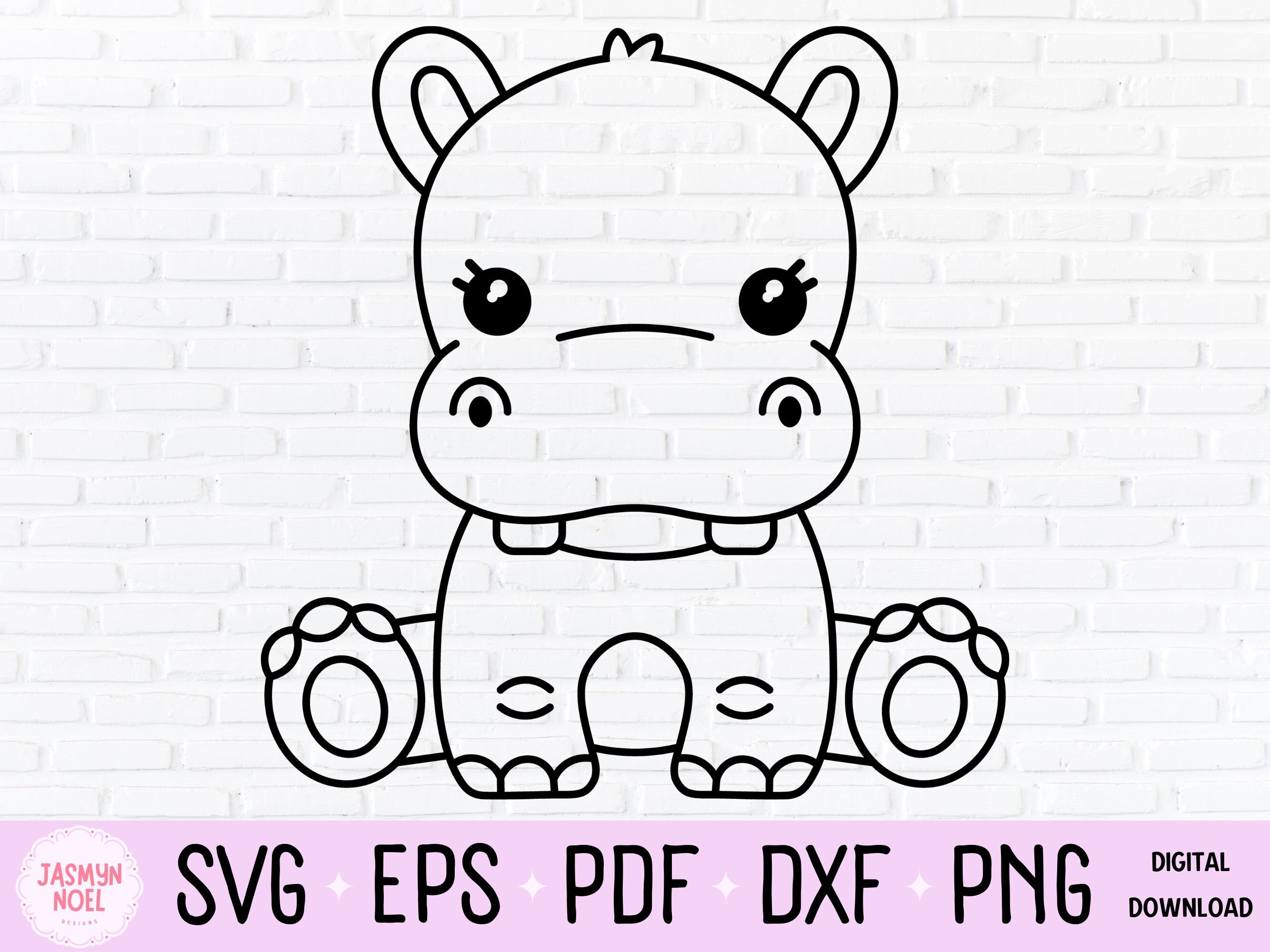 Hippo Hippopotamus Outline Line Art SVG Laser Cut File PNG Printable ...