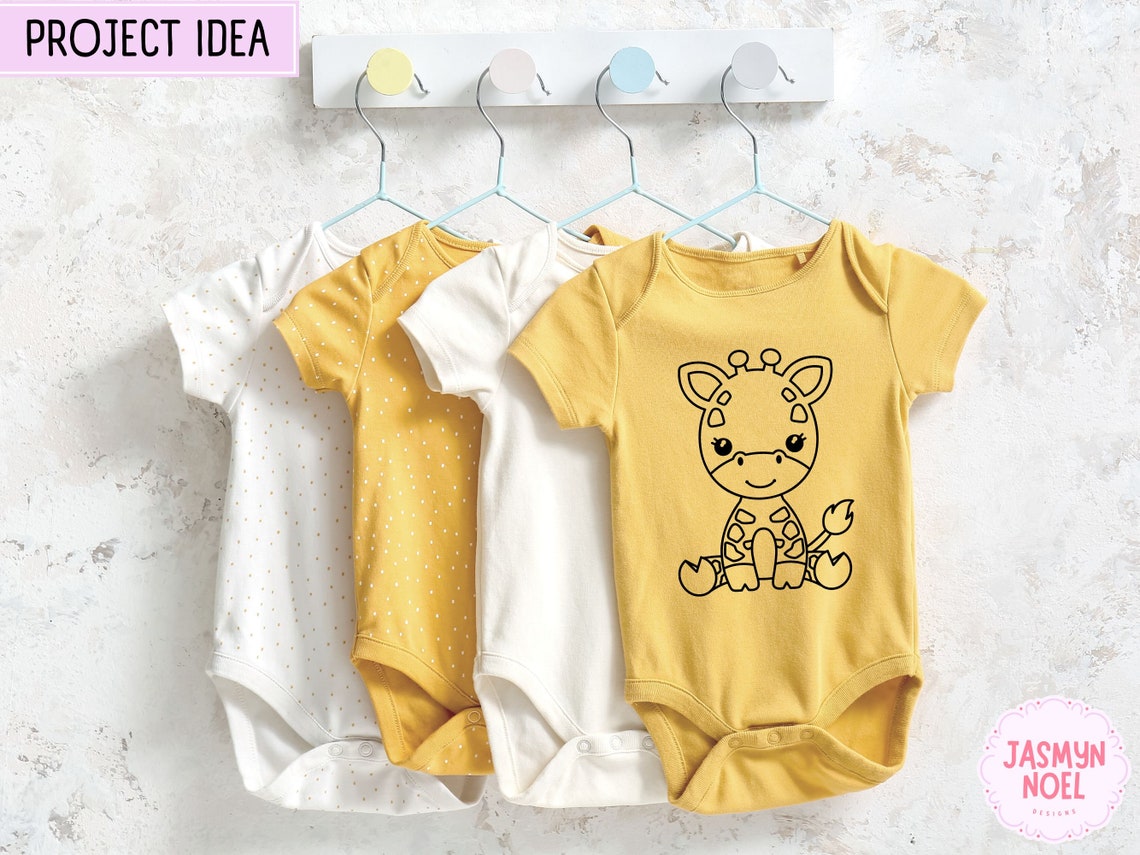 Cute Baby Giraffe Outline Clipart PNG SVG Cut File Jungle Safari Zoo ...