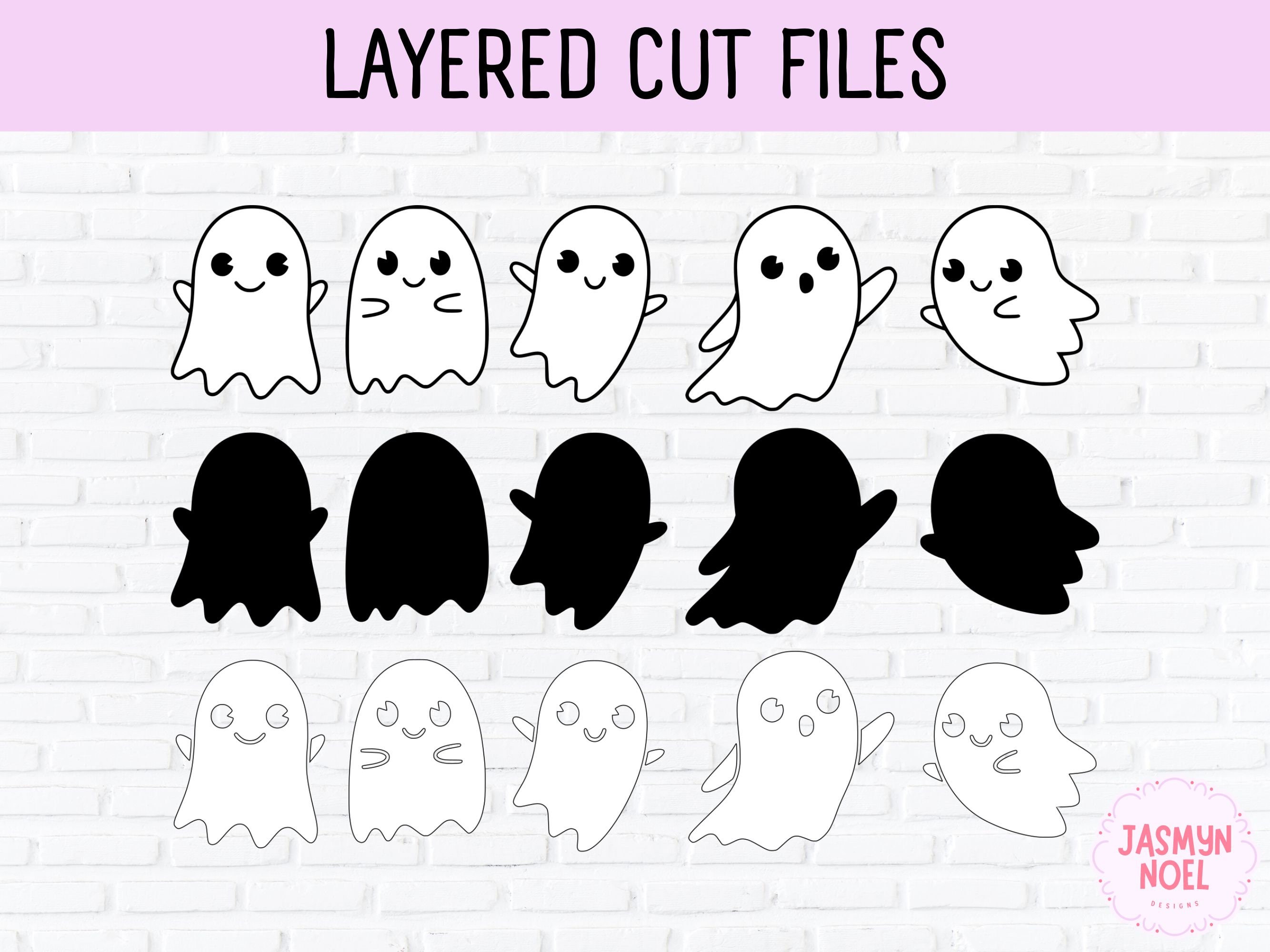 Cute Ghost SVG Halloween Bundle | Boo SVG | Cute Ghost Clipart | Kawaii ...
