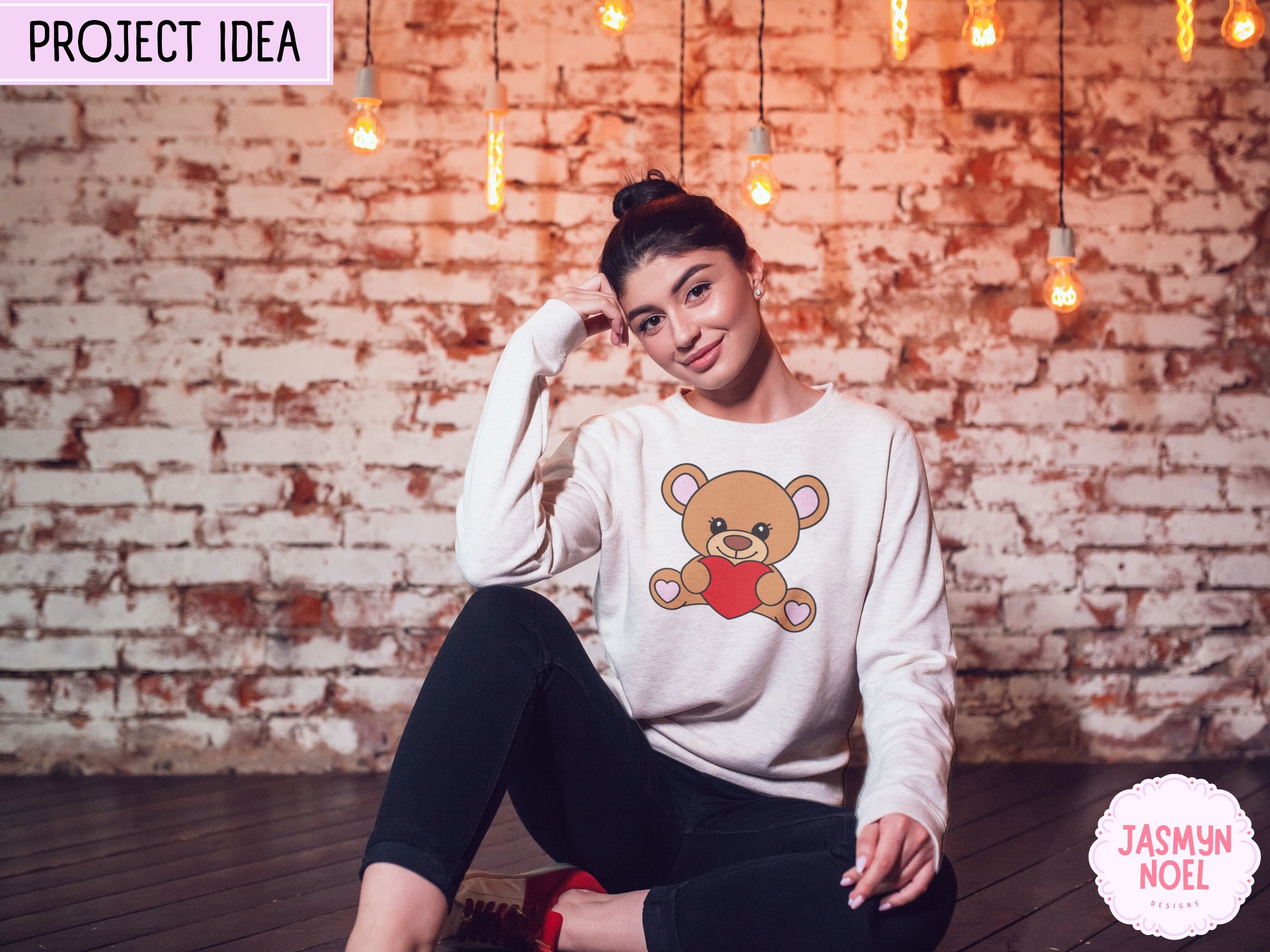 Cute Teddy Bear in Love Holding A Heart Valentine SVG, Sublimation PNG ...