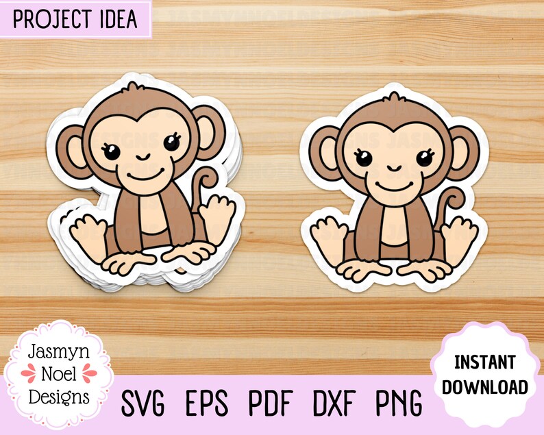 Cute Monkey SVG Cut File Chimpanzee Clipart Chimp PNG Ape - Etsy