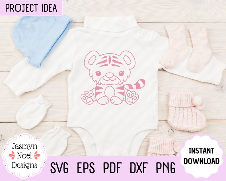 Cute Tiger Cub Outline Clipart PNG & SVG Cut File Safari - Etsy