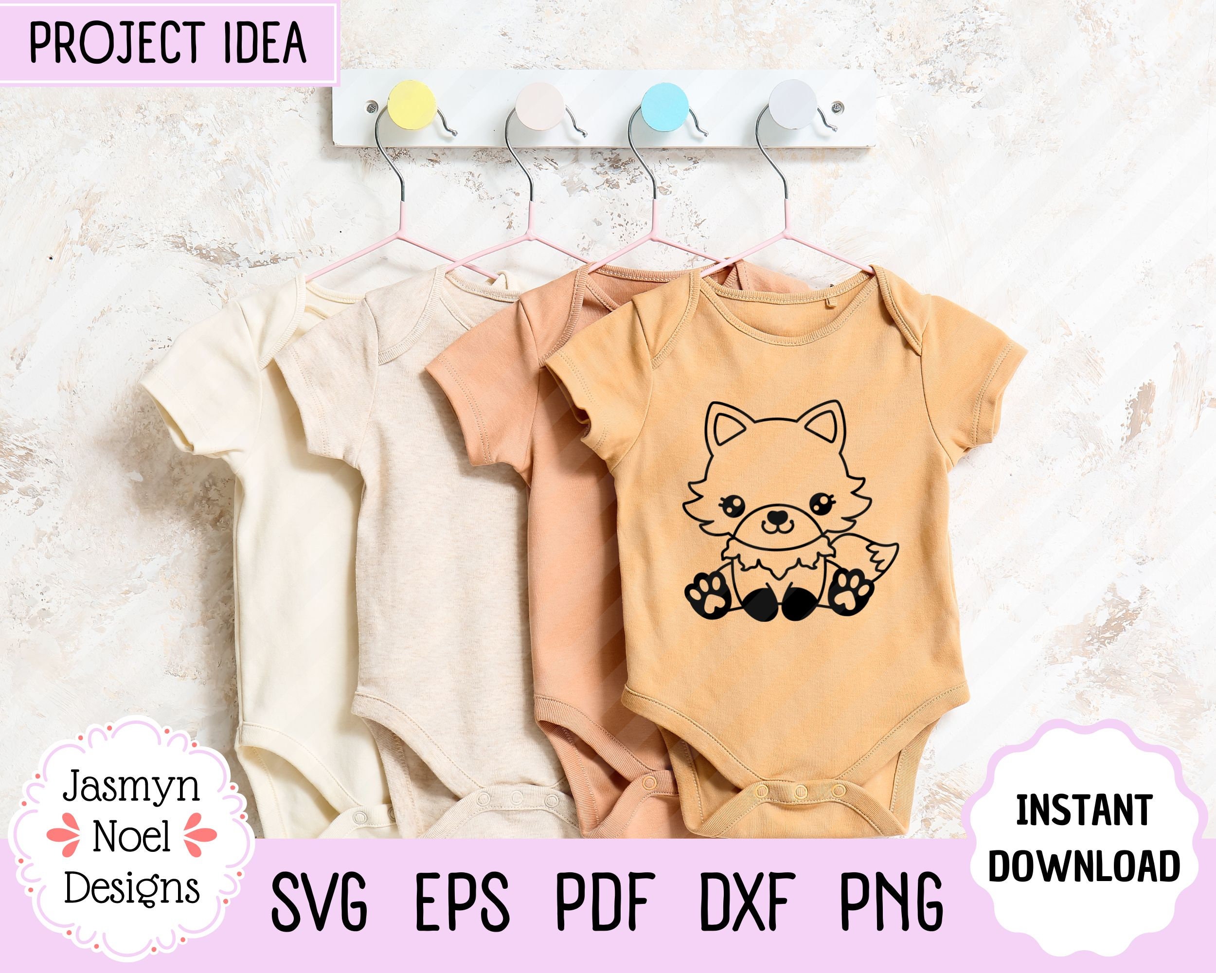 Cute Woodland Red Baby Fox Outline Line Art Clipart PNG - Etsy