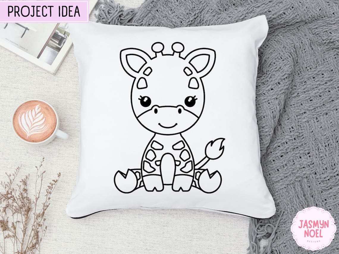 Cute Baby Giraffe Outline Clipart PNG SVG Cut File Jungle Safari Zoo ...