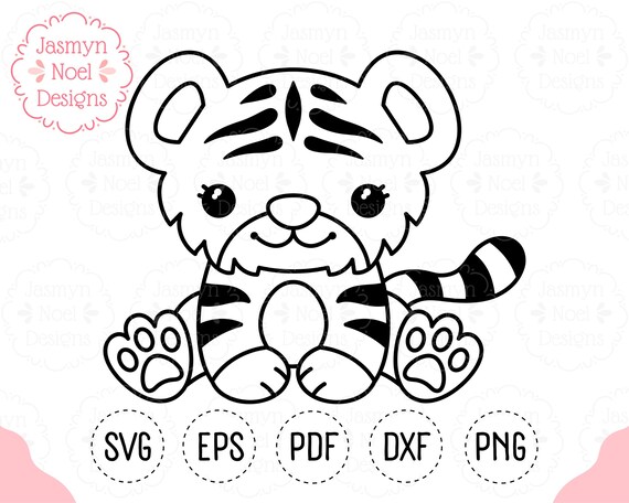 Cute Tiger Cub Outline Clipart PNG & SVG Cut File Safari - Etsy