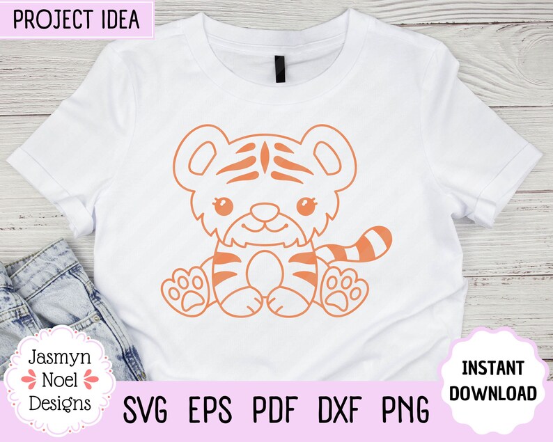 Cute Tiger Cub Outline Clipart PNG & SVG Cut File Safari - Etsy
