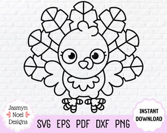Cute Turkey Svg / Turkey Outline / Kid Turkey Cut File Clipart - Etsy