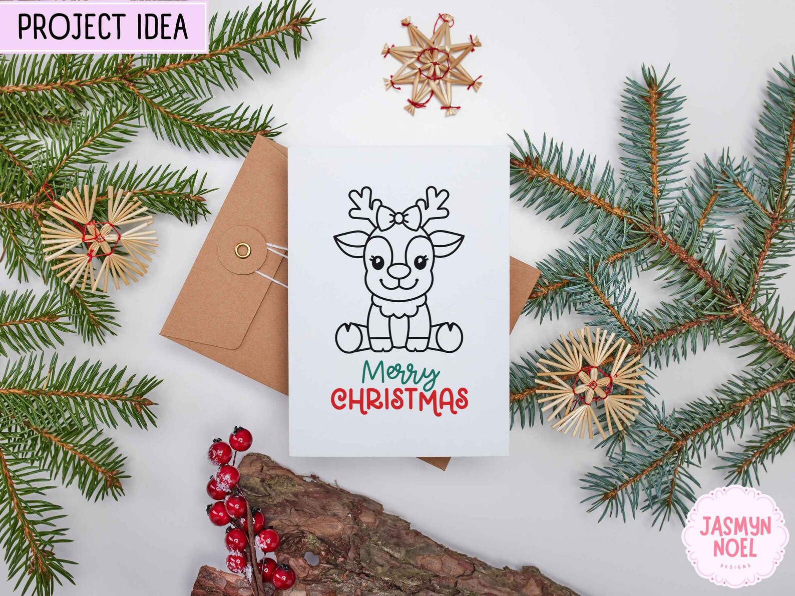 Rudolph Reindeer Christmas Line Art Bundle SVG, PNG, Clipart, Heat ...
