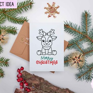 Rudolph Reindeer Christmas Line Art Bundle SVG, PNG, Clipart, Heat ...