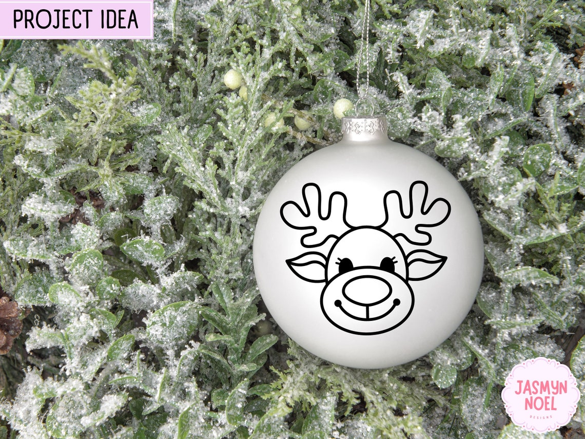 Cute Reindeer Outline SVG, Christmas Deer Line Art SVG, Reindeer Head ...