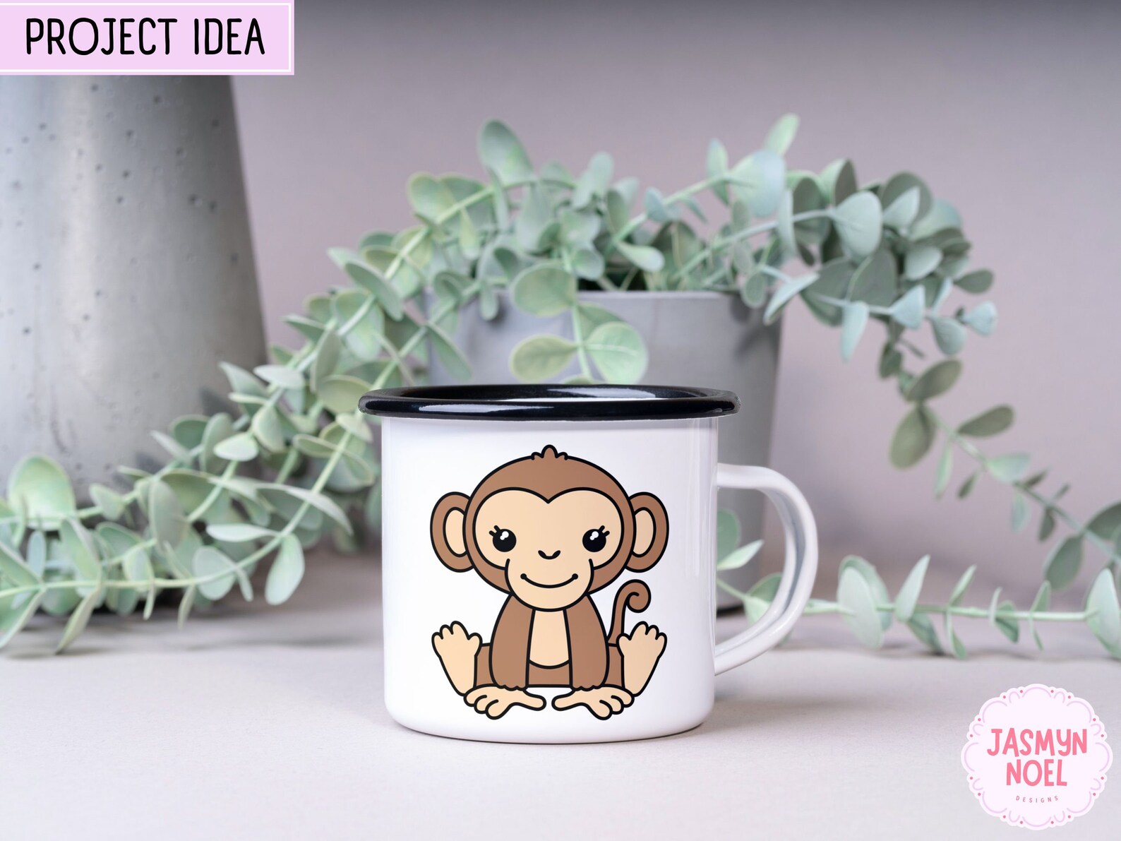 Cute Monkey SVG Cut File, Chimpanzee Clipart, Chimp PNG, Ape Vector ...