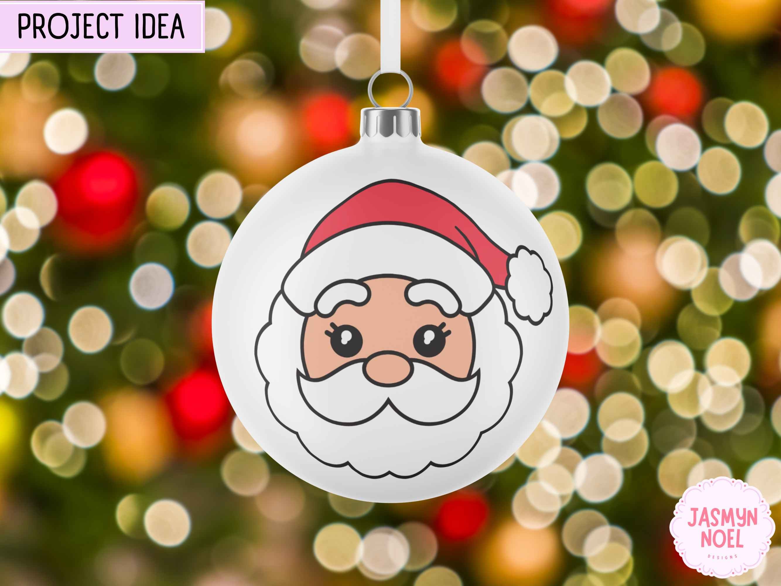 Cute Santa Claus Face SVG, PNG Clipart, and DXF Laser Cut File Design ...