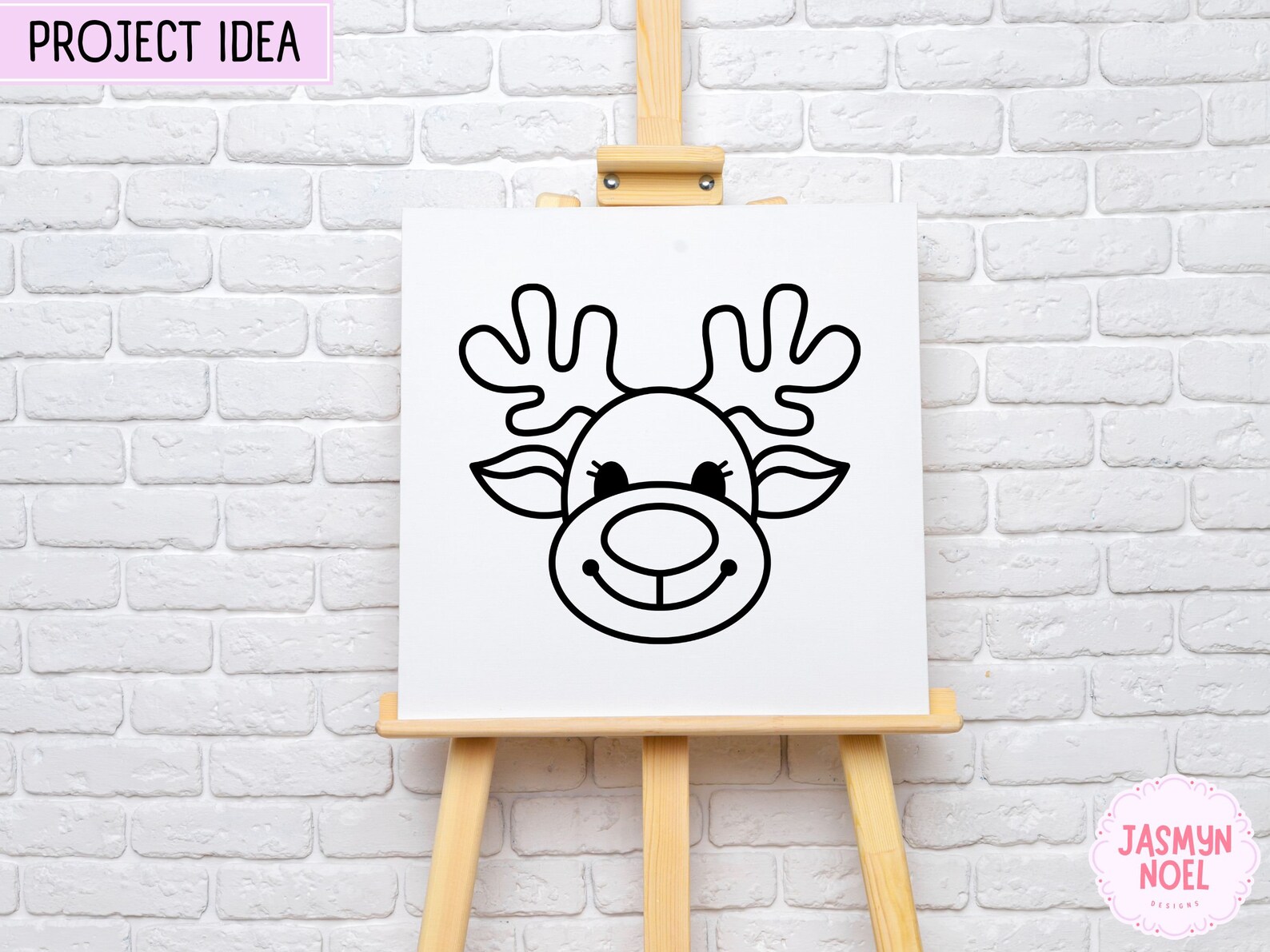 Cute Reindeer Outline SVG, Christmas Deer Line Art SVG, Reindeer Head ...