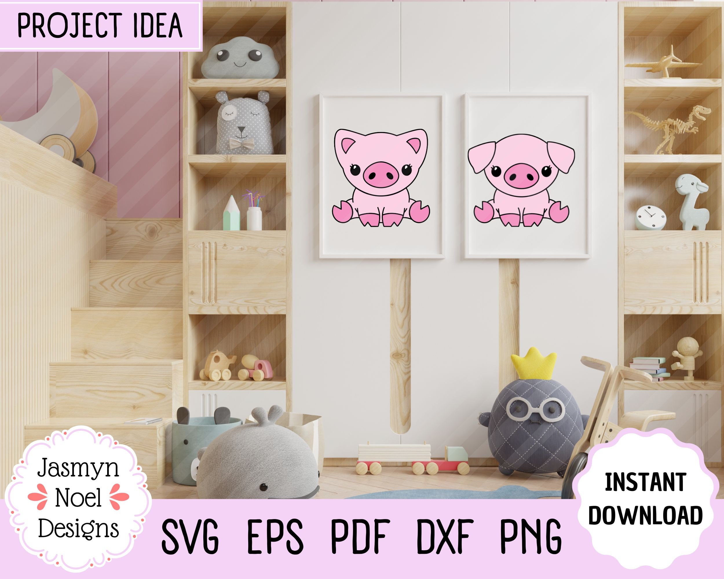 Cute Kawaii Baby Pig Clipart PNG & SVG Bundle - Etsy Finland