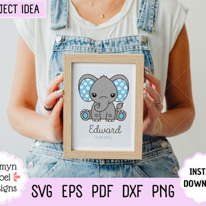 Blue and Gray Boy Elephant SVG PNG & DXF Cute Animal - Etsy