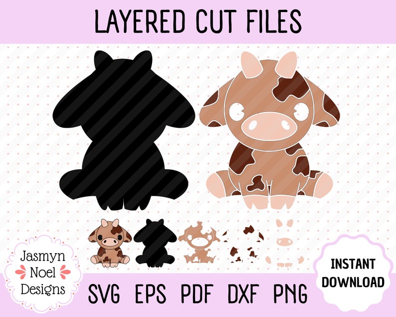 Cute Cow Clipart PNG & SVG Cut File Design Bundle - Etsy