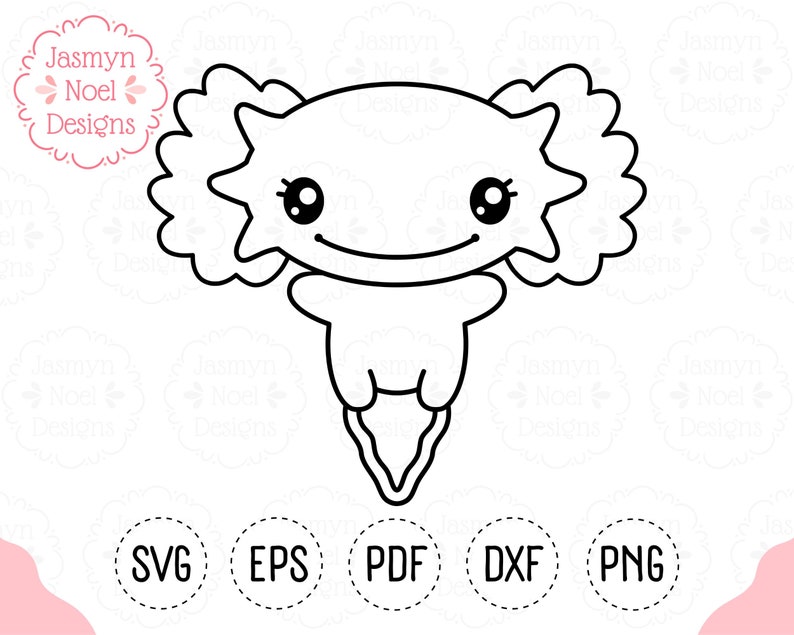 Cute Axolotl Outline Clipart PNG SVG Cut File Design - Etsy