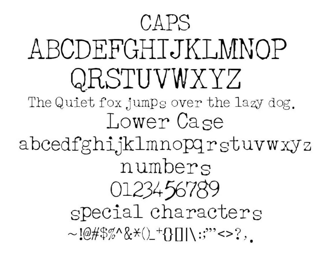 Worn Typewriter Font TTF Easy to Read, Old Narrow Printed True Type ...