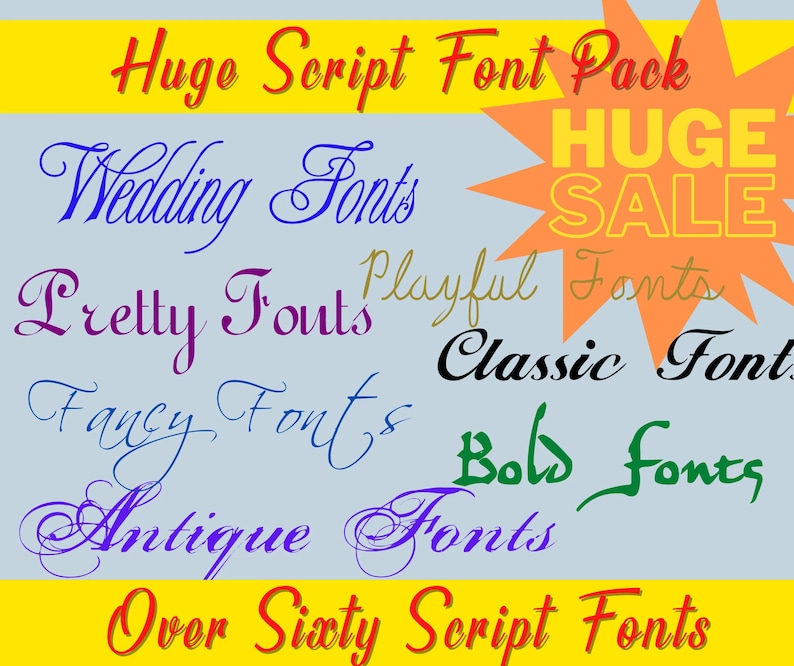 Script Font Bundle TTF True Type Font Cursive Fonts for Announcements ...