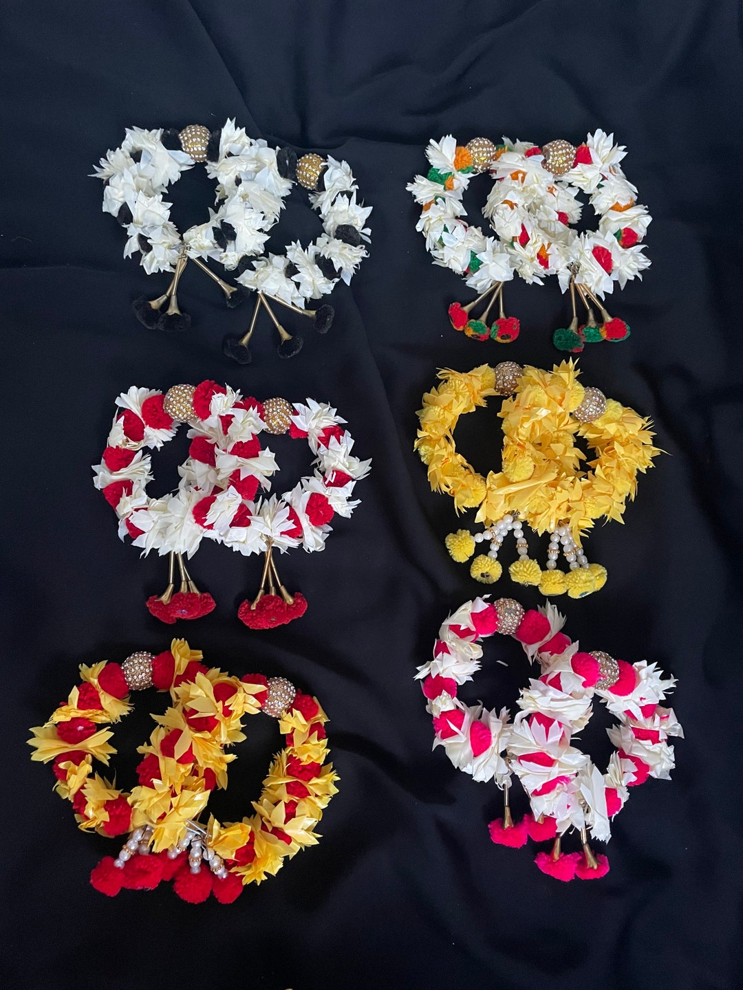 10 Yellow Foam Hand Gajra/ Flower Bracelet/ Floral/ Bridal/ Wedding ...