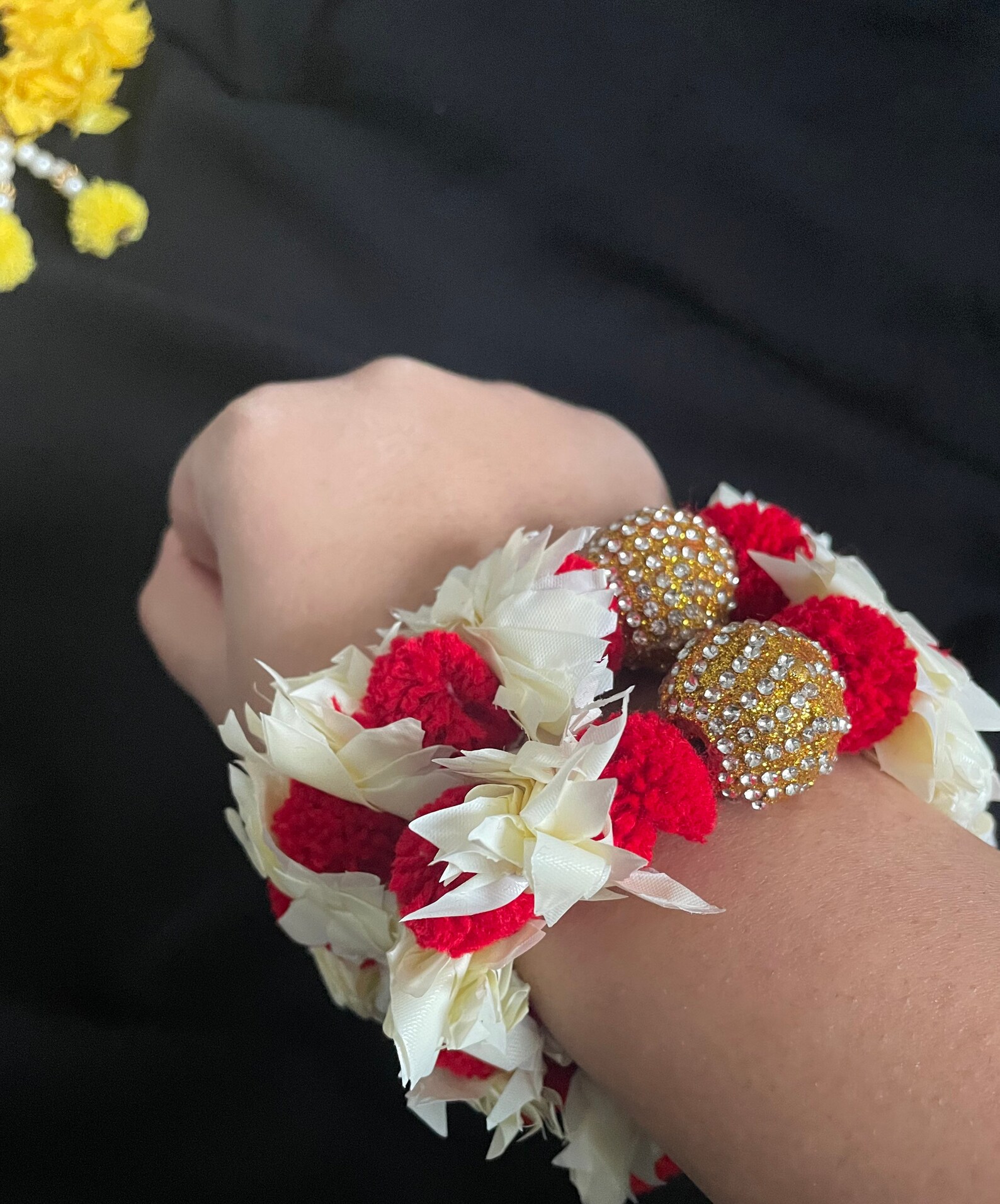 10 Yellow Foam Hand Gajra/ Flower Bracelet/ Floral/ Bridal/ Wedding ...