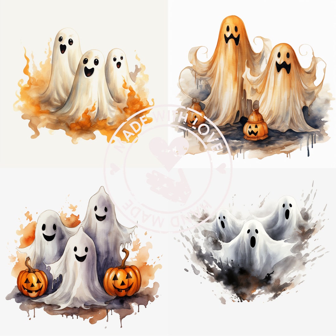 HALLOWEEN GHOSTS Png , Water Color Clipart, Halloween Decoration Png ...