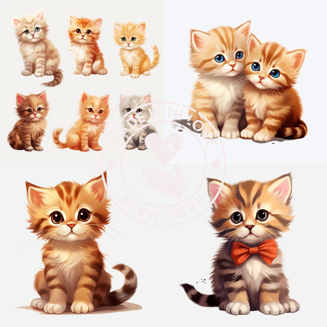 Kitten in a Basket Clipart, Kitten Clipart Jpgs, Cat Clipart, Kitten ...