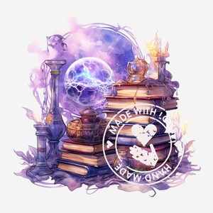 WIZARD BOOKS Png, Watercolor CLIPART Magical, Fantasy Transparent ...