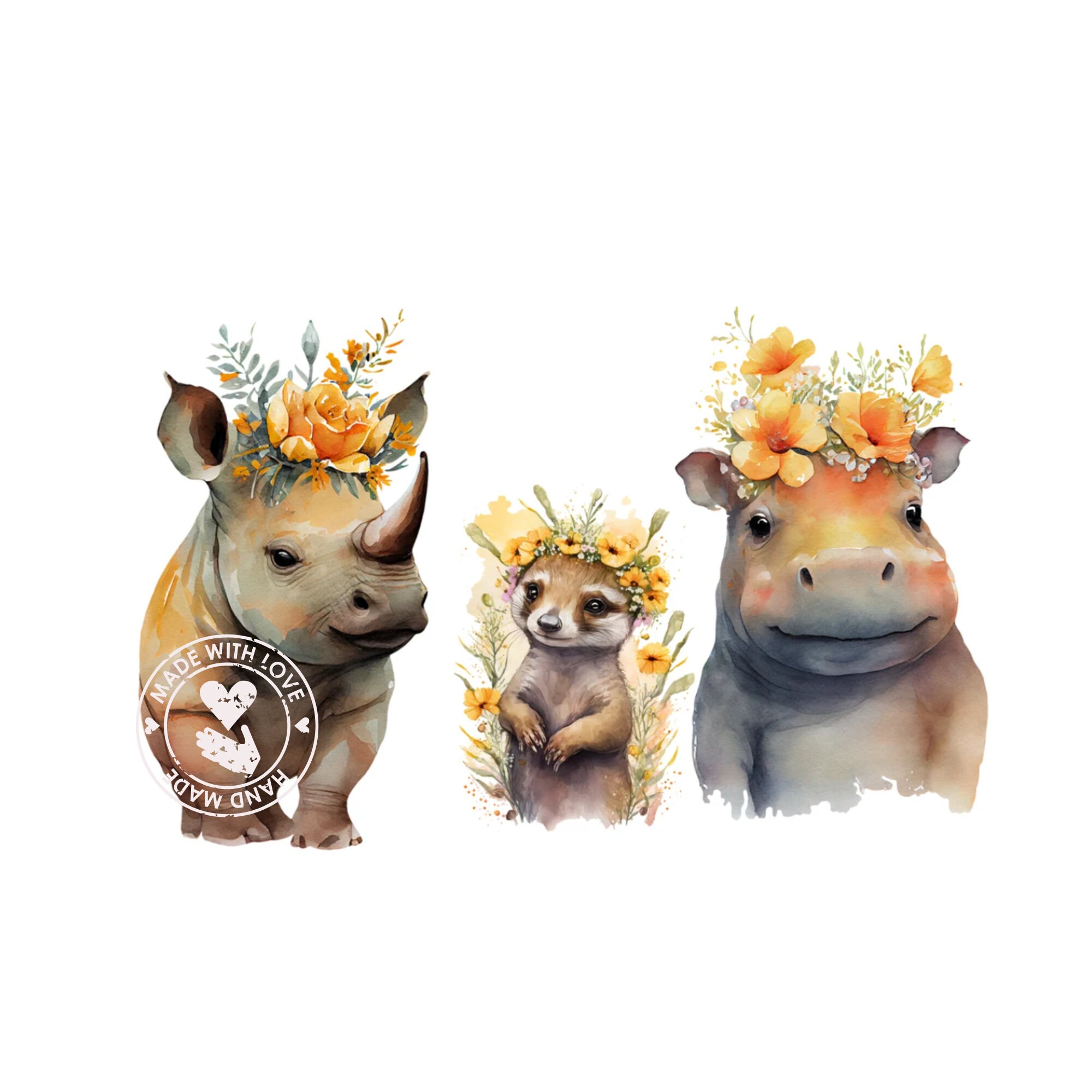 Safari Baby Animals Watercolor Clipart Pngs: Nursery Art (digital ...