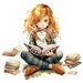 Girl Reading Watercolor Clipart ,jpgs, Student Girl Clipart,girl ...
