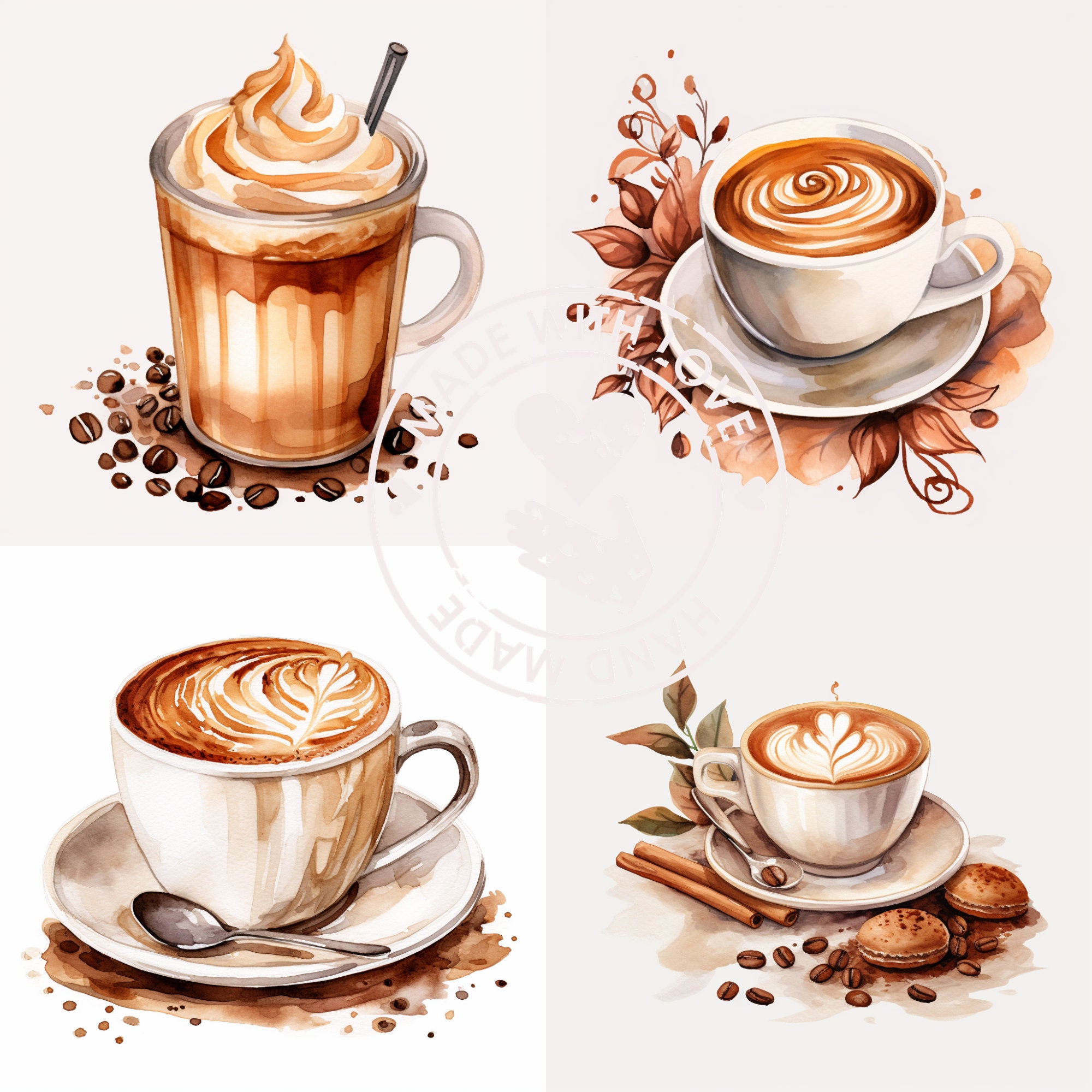 Coffee Watercolor Clipart Illustration Scrapbook Digital - Etsy