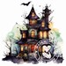 Watercolor Haunted House Clipart: Halloween PNG (digital Download) - Etsy
