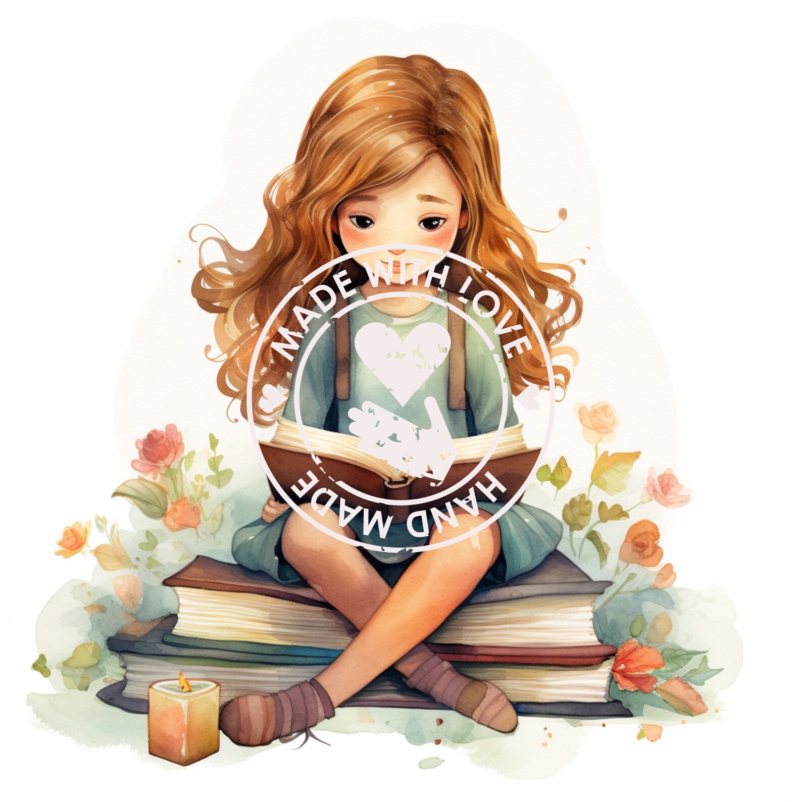 Girl Reading Watercolor Clipart ,jpgs, Student Girl Clipart,girl ...