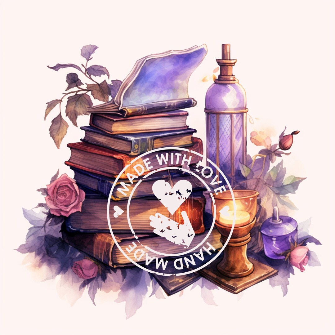 WIZARD BOOKS Png, Watercolor CLIPART Magical, Fantasy Transparent ...