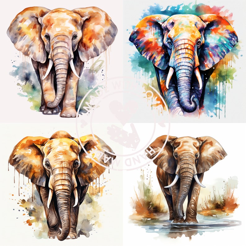 ELEPHANT PNG , Water Color CLIPART, Jungle Animals Png, Digital ...
