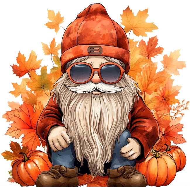 Autumn Cute Gnome JPG Watercolor Fall Garden Gnome Clipart Pumpkin ...