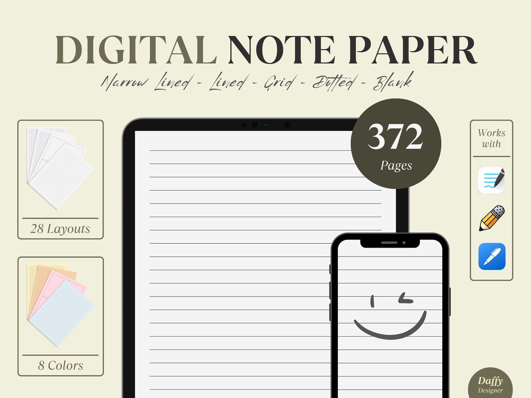 Student Notepad, Goodnotes Paper, Spiral Notebook, INSTANT DOWNLOAD - Etsy