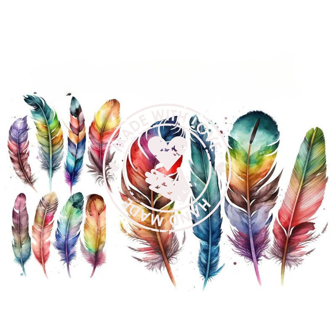 Watercolor Feather Clipart, Exotic Boho Feathers, Bohemian Clip Art ...